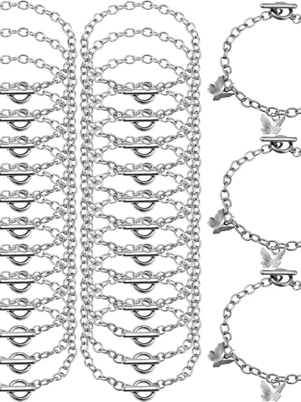 Jewelry | 24 Pieces Bracelet Chains Bulk With Ot Toggle Clasp Alloy ...